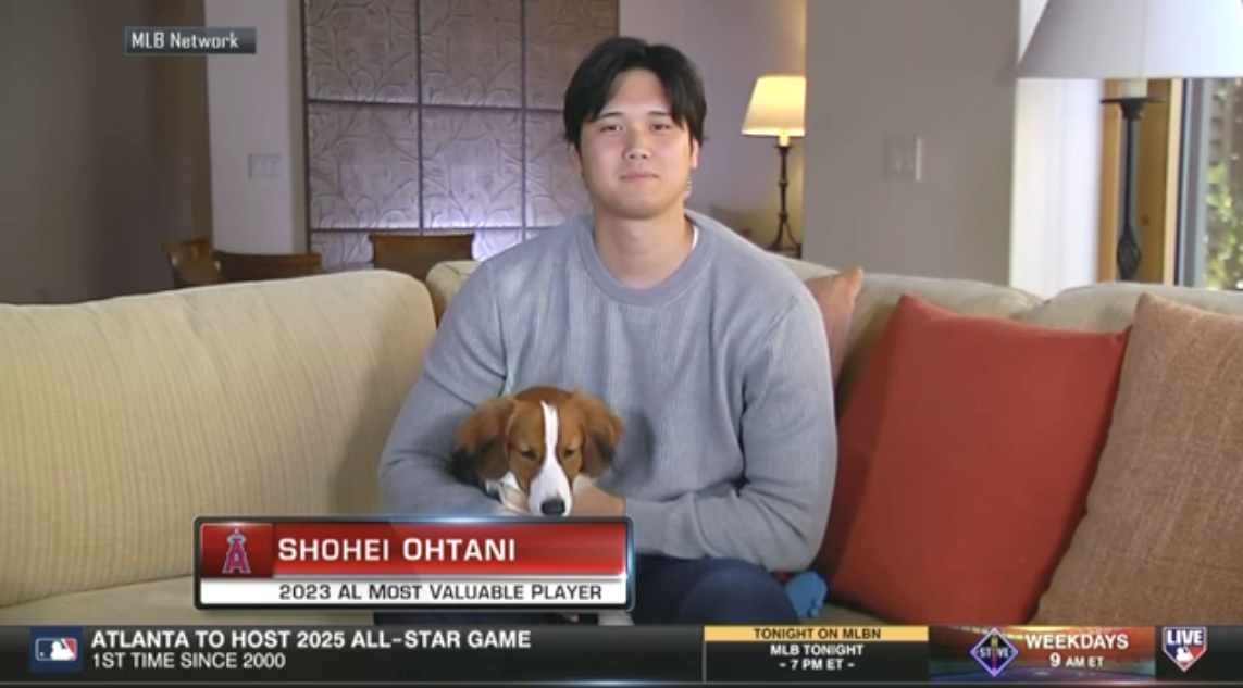 大谷翔平榮獲MVP帶狗上鏡 沒公開受訪增添神秘感 - TSNA體育新聞團隊