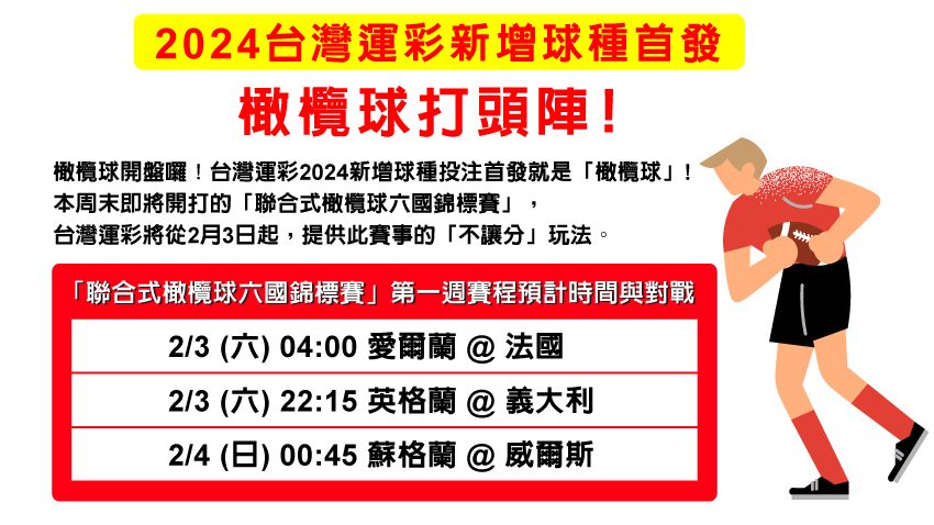 2024台灣運彩新增球種投注首發 橄欖球打頭陣 - TSNA體育新聞團隊