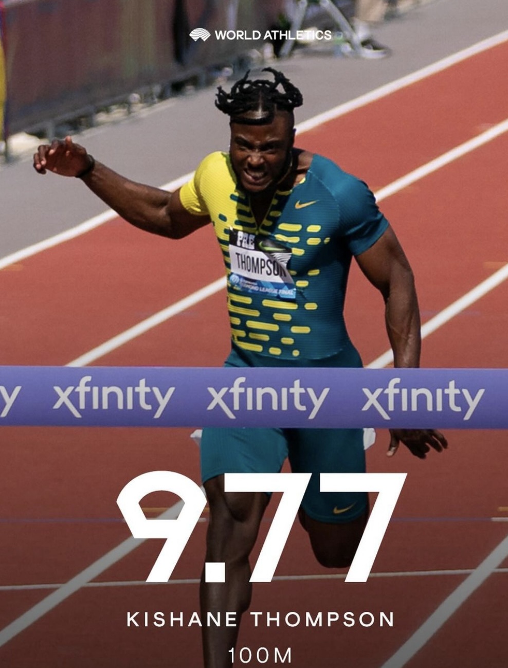 田徑》近2年世界百米最速 牙買加Kishane Thompson飆9秒77 - TSNA體育新聞團隊