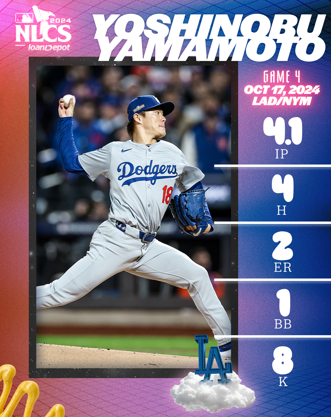 MLB》山本由伸挨轟立刻回穩 4.1局送8K 道奇10比2勝大都會 - TSNA體育新聞團隊