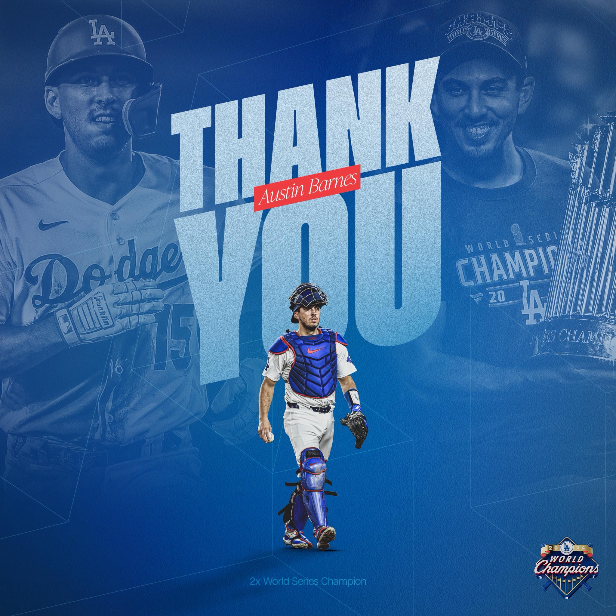MLB》打下兩座冠軍 資深捕手Austin Barnes被道奇「Thank you」 - TSNA體育新聞團隊