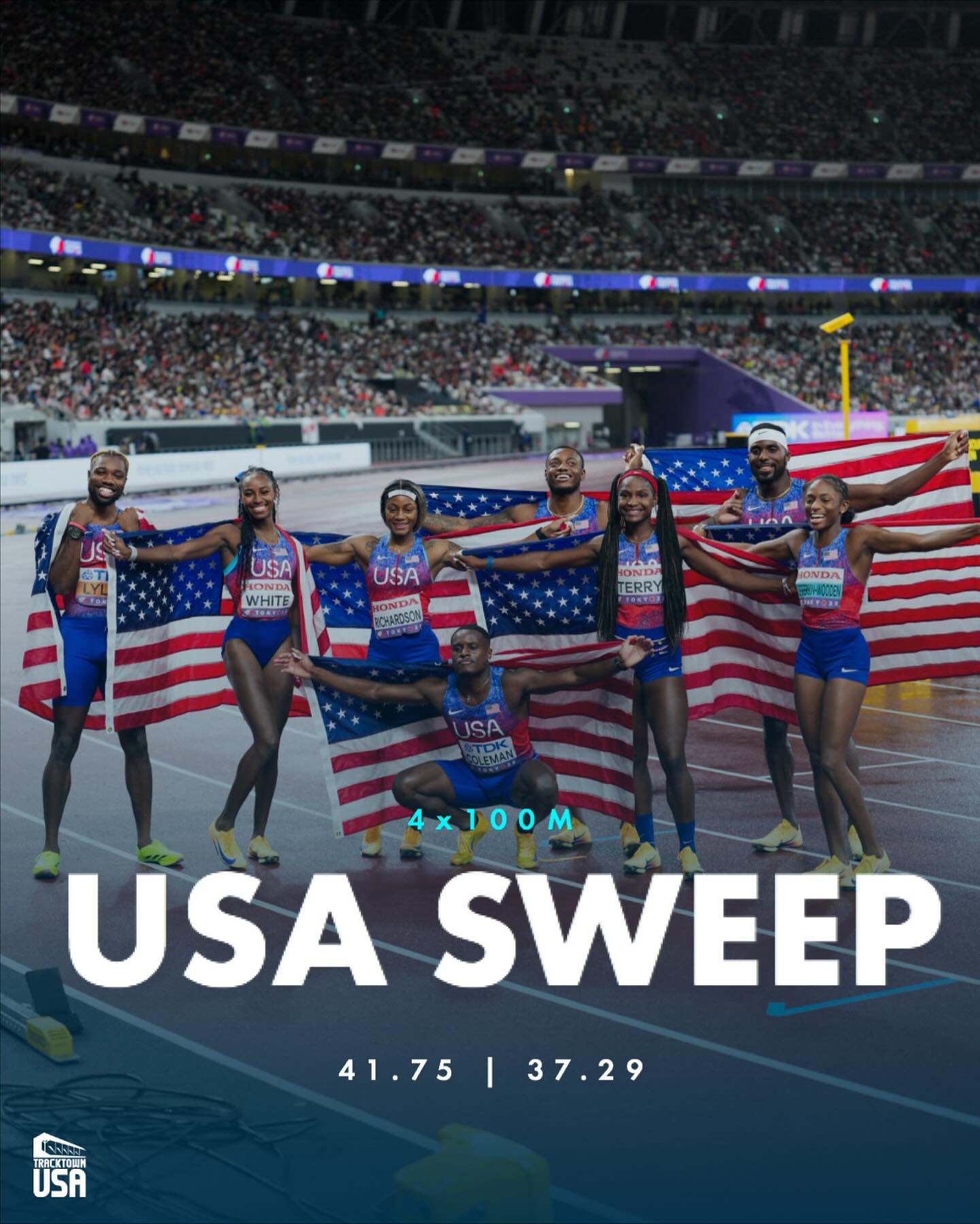 田徑世錦賽》本季世界最佳 Noah Lyles領銜4×100公尺接力37秒29摘金 - TSNA體育新聞團隊