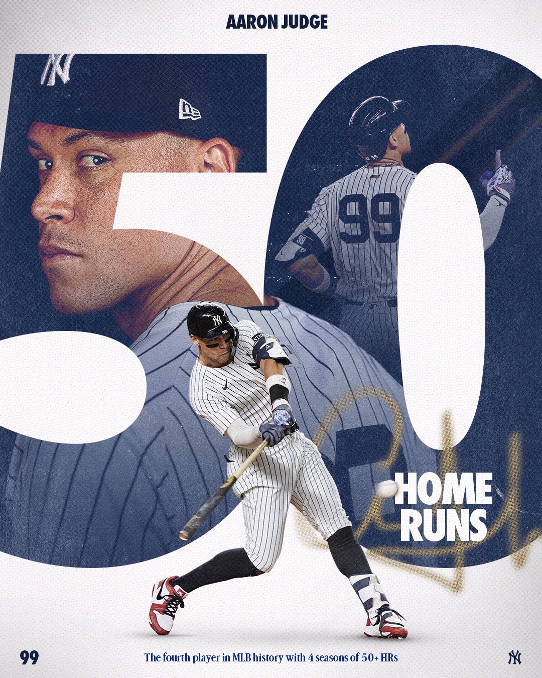 MLB》「法官」Judge生涯4季50轟史上第4人！繼大谷翔平之後連2季50轟 單季34次敬遠追平美聯紀錄 - TSNA體育新聞團隊